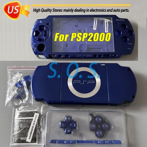 New Full Housing Shell Case Set & Buttons Dark Blue For Sony PSP 2000 ...