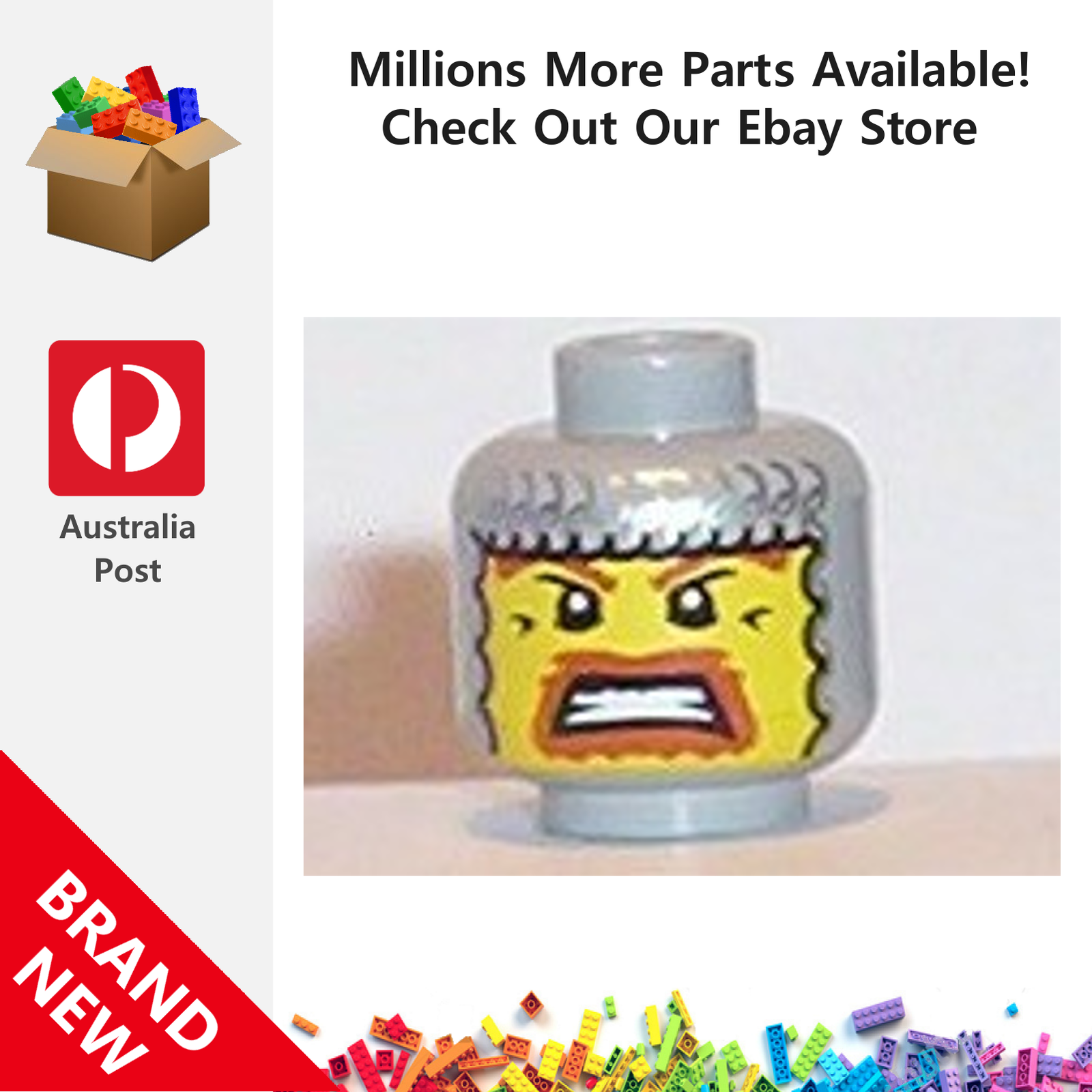 Genuine LEGO™ Light Grey Minifigure Head Balaclava with Face 3626 ...