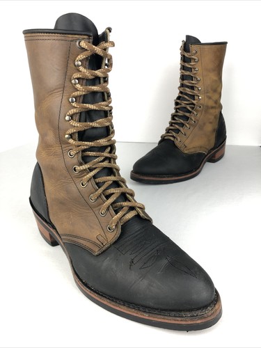 Made In USA Leather Packer Boots Men’s Size 10.5 EE Lace Up Western ...