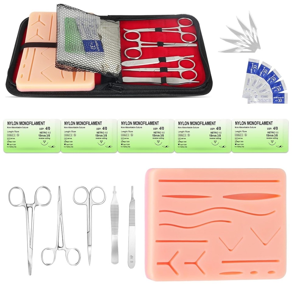 Practice Kit for Medical Students, Silicone Pad Surgery Wounds Closure ...