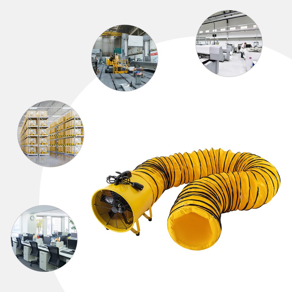 1100W 16" Portable Ventilation Fan Fume Extractor Home Blower Fan +10m ...