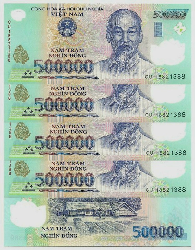 5,000,000 Vietnamese Dong Currency 10 x 500,000 VND Banknotes Rare Lot ...