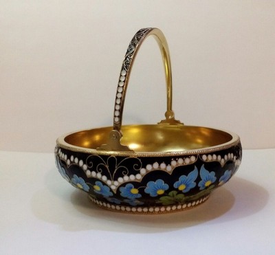 Soviet Russian 916 silver enamel Sugar Bowl | eBay