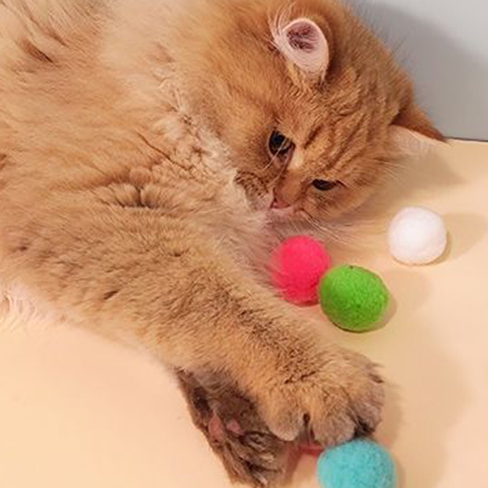 1 Cat Ball Launcher + 20-50Pcs Plush Ball Cat Toy Balls Elastic Cat ...