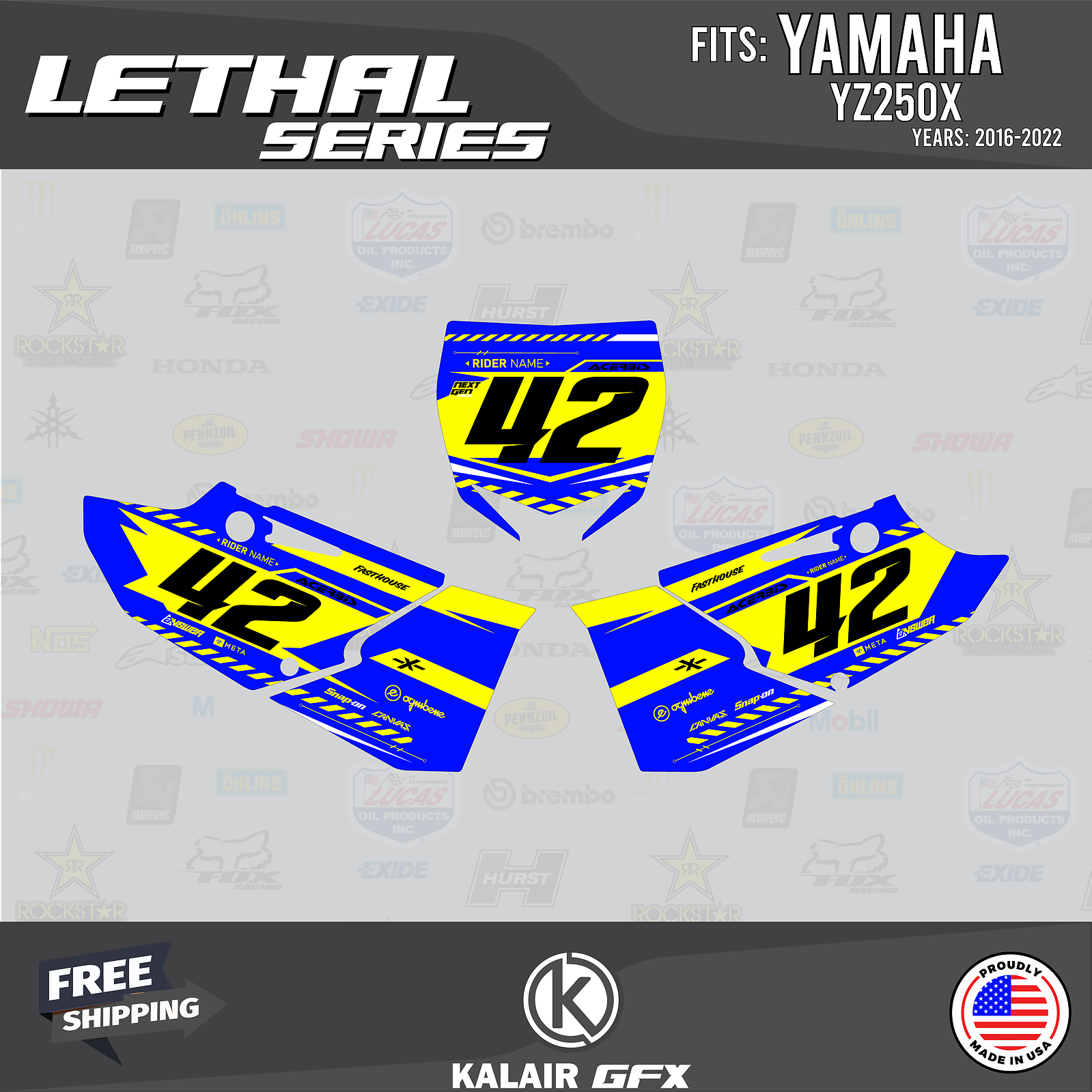 Graphics Kit for Yamaha YZ250X (2016-2022) Lethal-Yellow | eBay