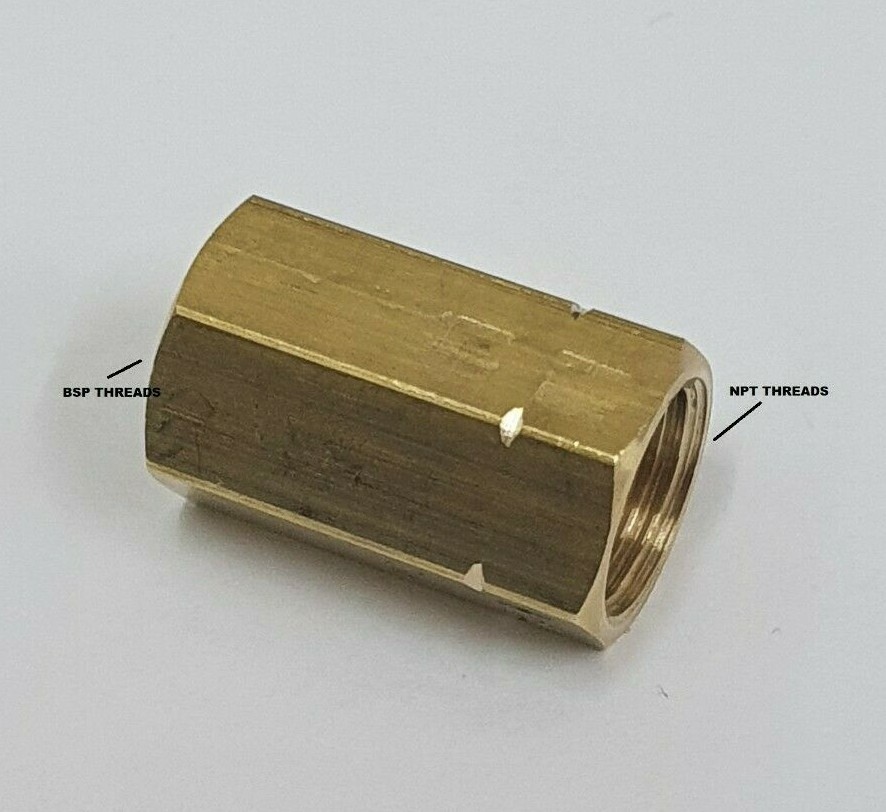 NPT - BSP Female Bush Connector in Brass,American to European,Nut ...