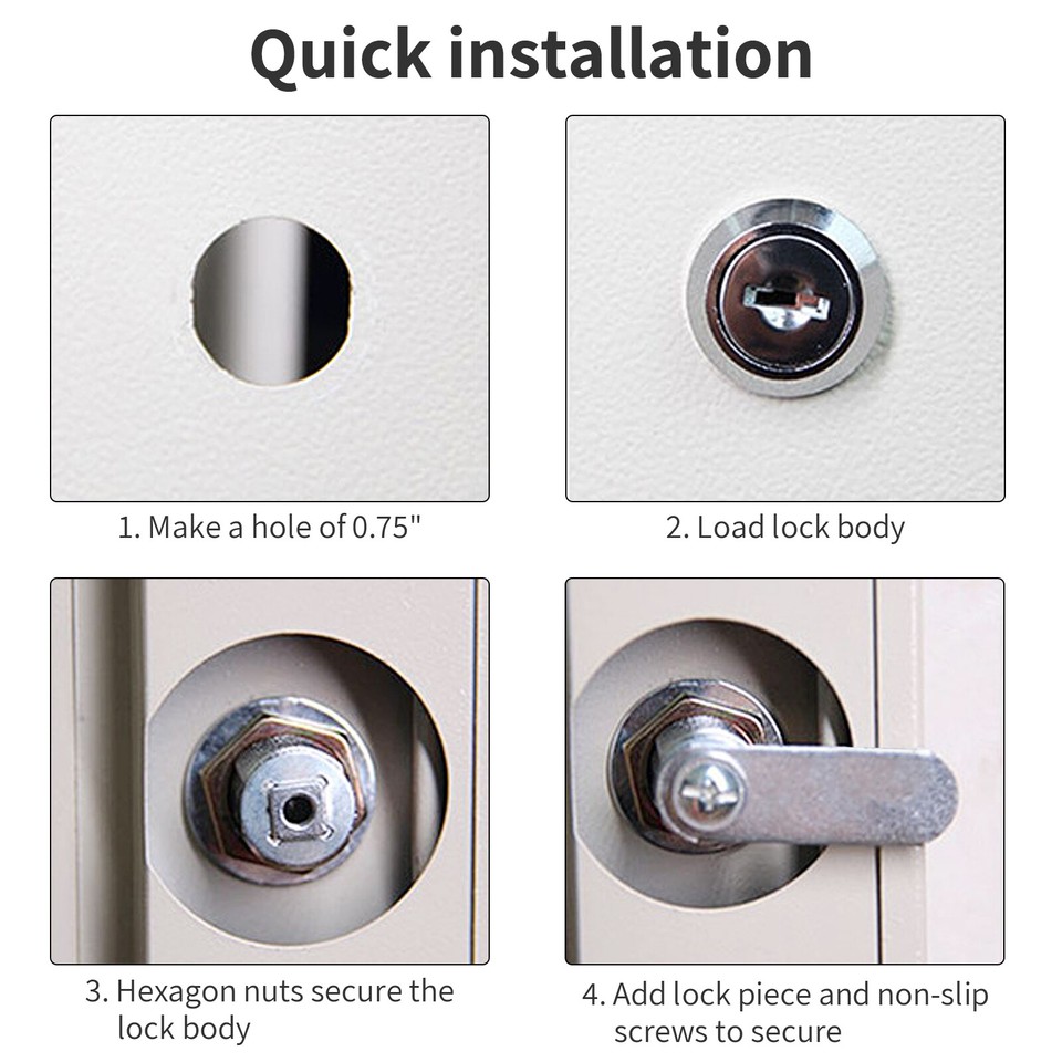 2x Cabinet Cam Lock 5/8" Cylinder Tool Box Lock Zinc Alloy for Drawer ...