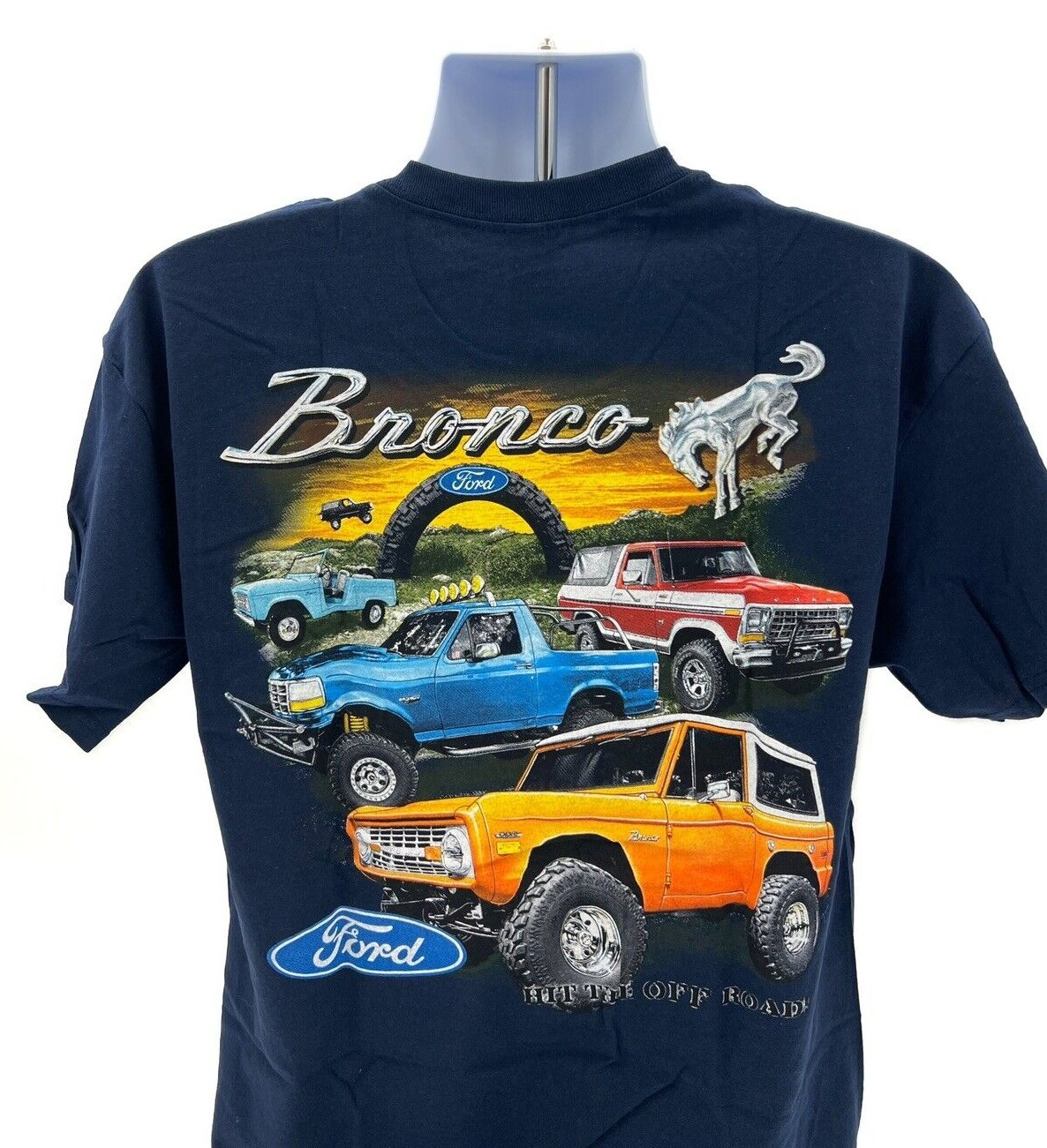 Ford Bronco T-Shirt - Navy Blue w/ Off Road Scene & "Bronco" Script ...