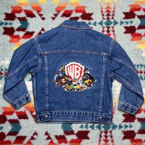 Vintage Warner Bros Studios cartoon patch denim jacke… - Gem