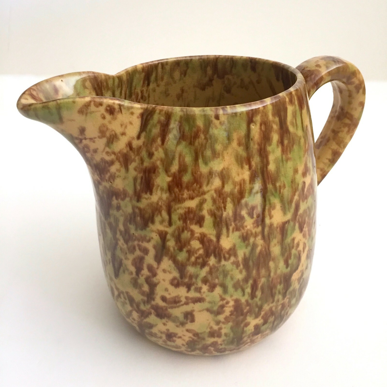 RARE VINTAGE MORTON POTTERY SPATTERWARE GREEN & BROWN STONEWARE CERAMIC ...