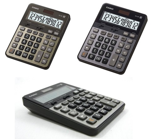 CASIO 12 digit DS-2B office desk HEAVY DUTY calculator gray gold Solar ...