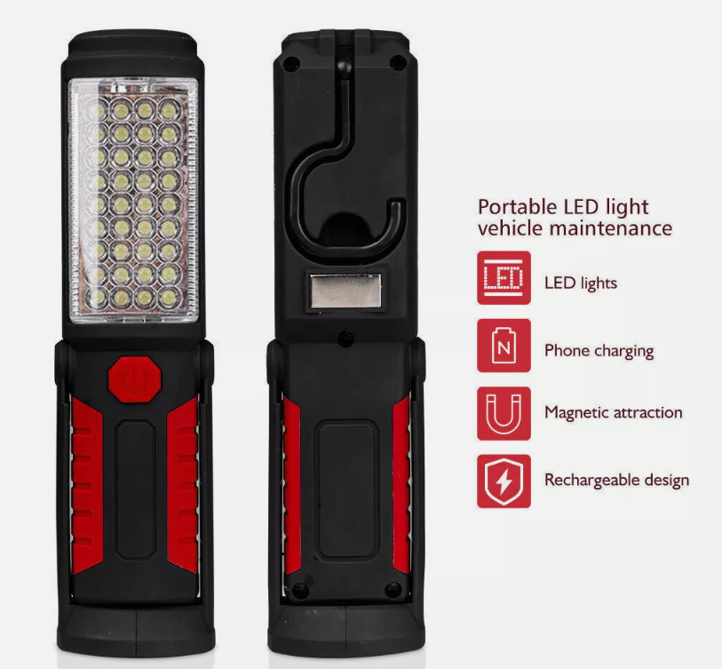 LED COB Hand Torch Magnetic Rechargeable Work Light Car Workshop ...