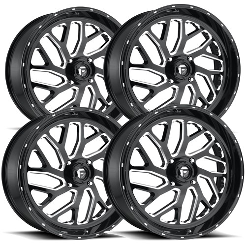 (Set of 4) Fuel UTV D581 Triton 24x7 4x156 Black/Milled Wheels Rims 24 ...