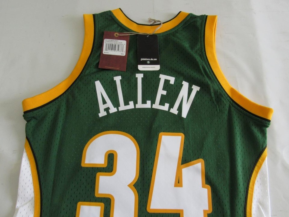 2006-07 Ray Allen #34 Supersonics Mens Mitchell & Ness Swingman Jersey ...