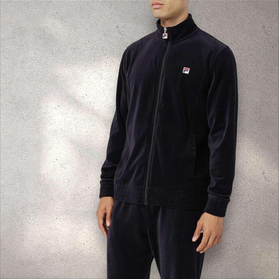 Men’s Fila Solid Black Velour Casual Outfit Set Tracksuits NWT | eBay