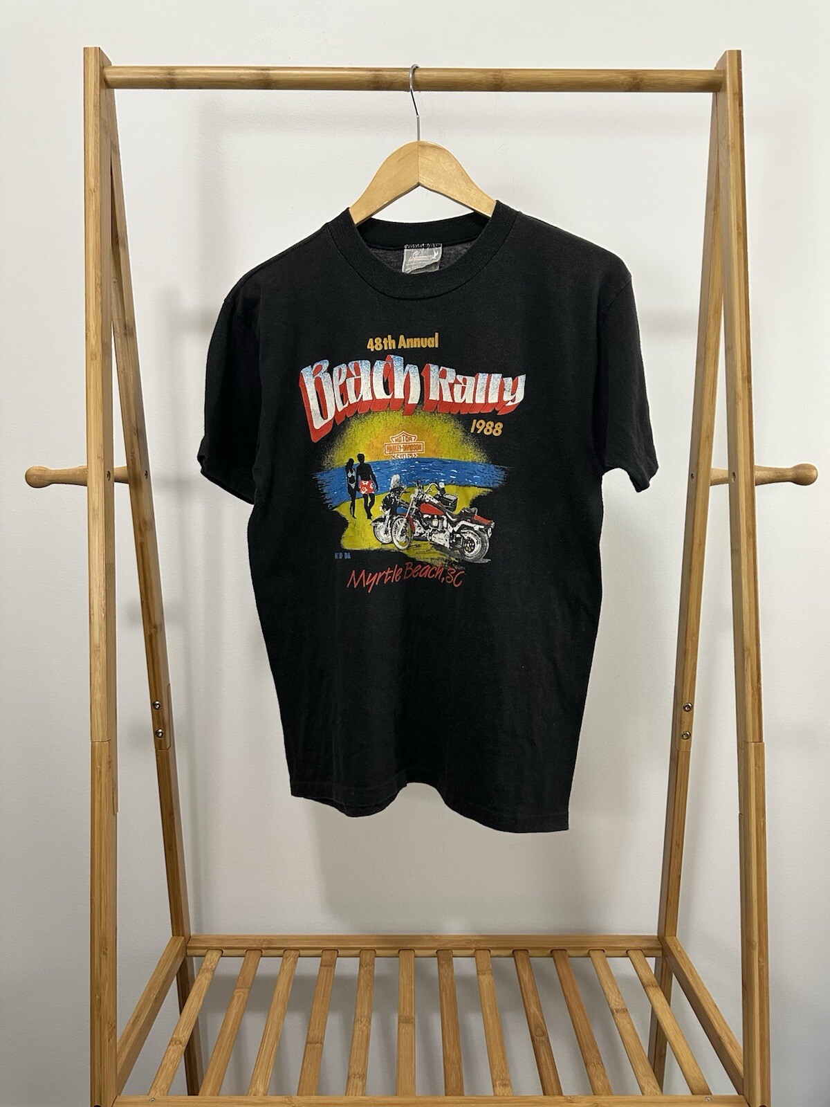 VTG 80s Harley-Davidson Beach Rally Sunset Babe Biker… - Gem