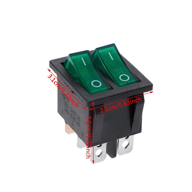 Dual Rocker Switch 6 Pin On-Off With Green Red Light 20A 125V AC | eBay ...