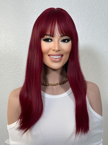 Ruby Red Wicked Witch Cosplay Style Red Wig Long Human Hair Blend Wig ...