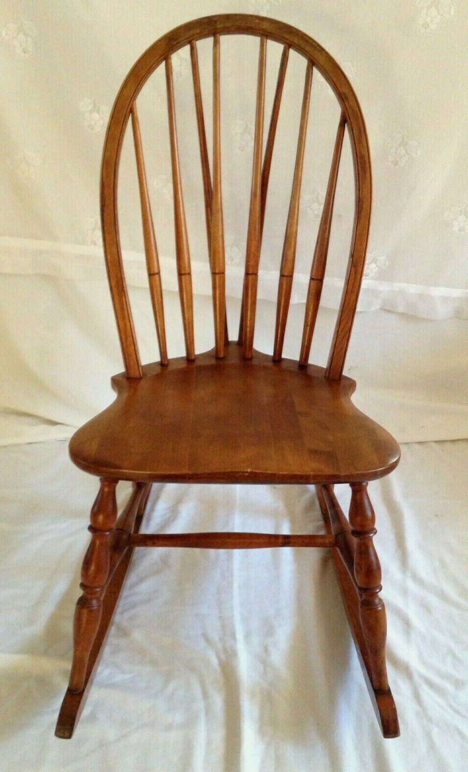 Vtg S BENT & BROS. Rocking Chair 8 Brace Back w Tail Support Windsor ...