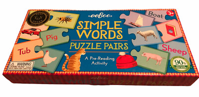 Eeboo Simple Words Puzzle Pairs: A Pre-Reading Activity | eBay