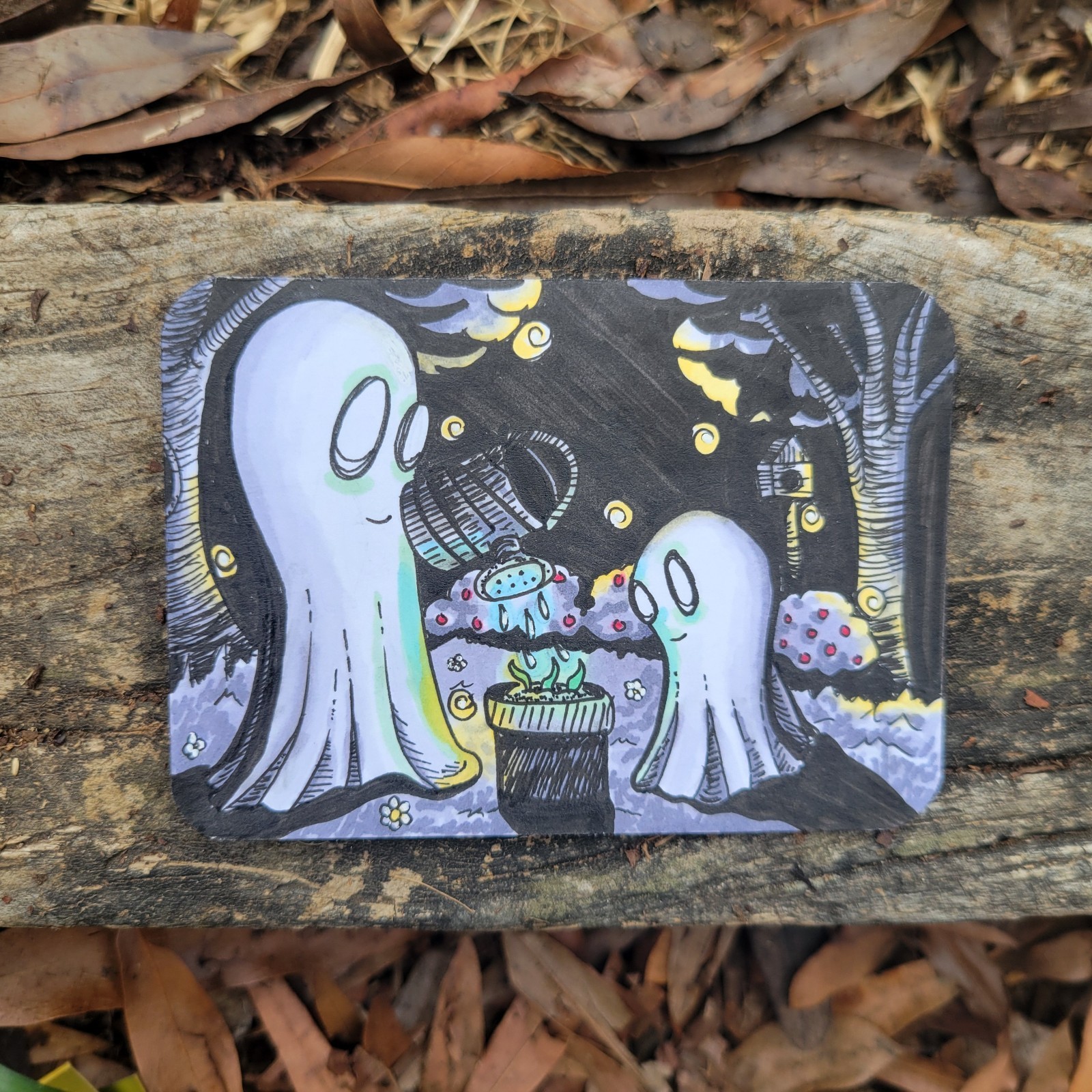 aceo original art cards ghost love smoking glow apathysmackabee ...