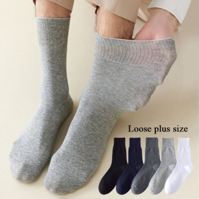 Mens Socks Soft Elastic Cotton Socks Extra Wide Loose Top Stockings 1 ...
