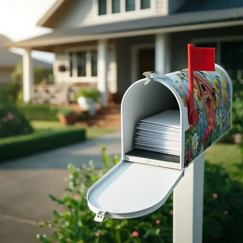 Magnetic Mailbox Cover Birds Flowers Birdhouse Mailbox Protector ...