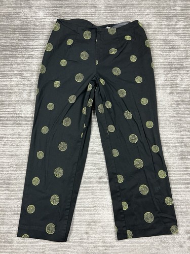 Alanni By Donny Brook Pants Womens 10 Black Yellow Embroidered Swirl ...