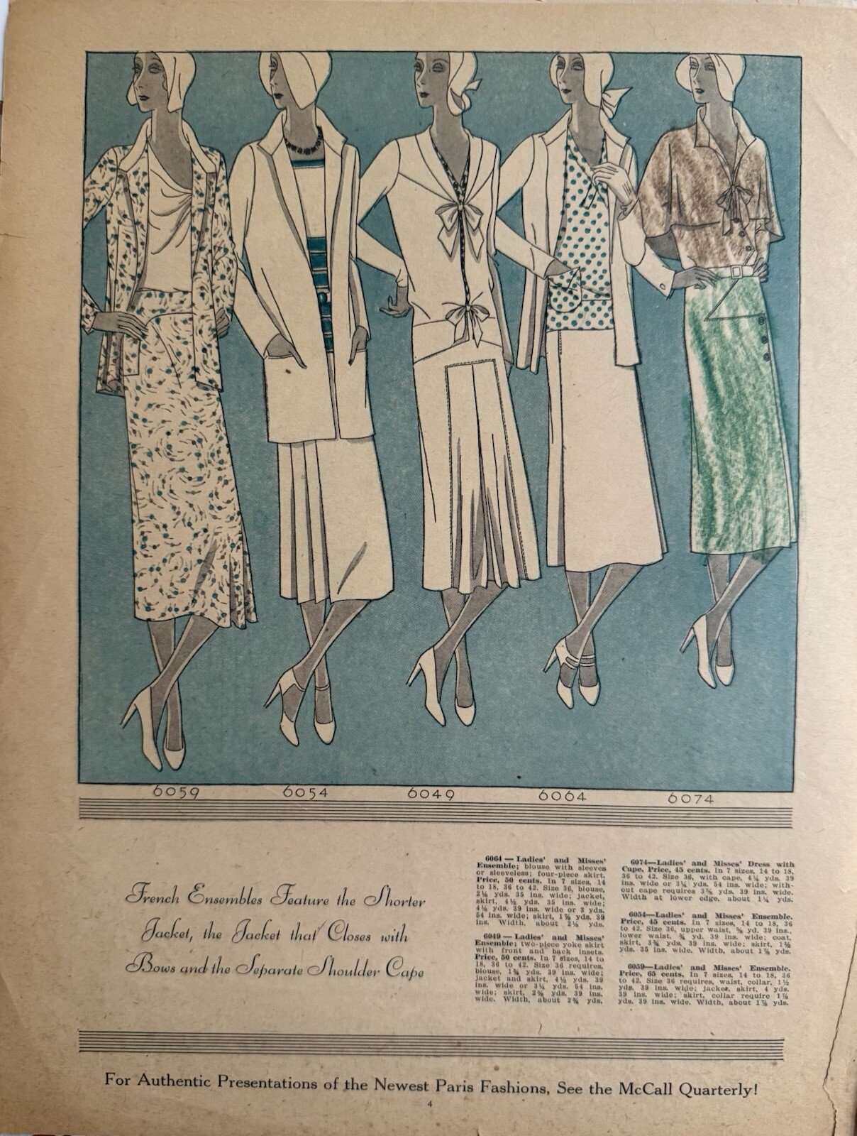 McCall Style News Apr 1930 Vintage Sewing Patterns Flyer Original ...