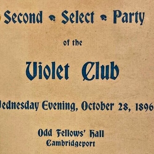 1896 Violet Club Odd Fellows Hall Dance Card Cambridge Wiggins ...