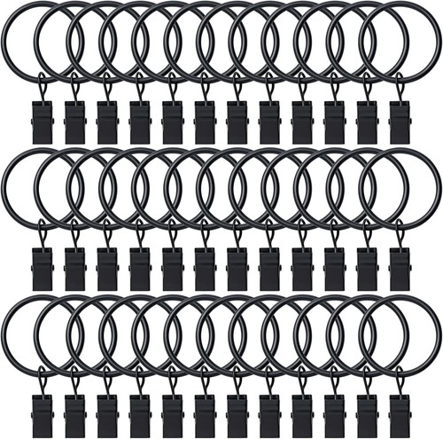 36 Pack Curtain Rings with Clips, Drapery Clips with Rings, Hangers ...