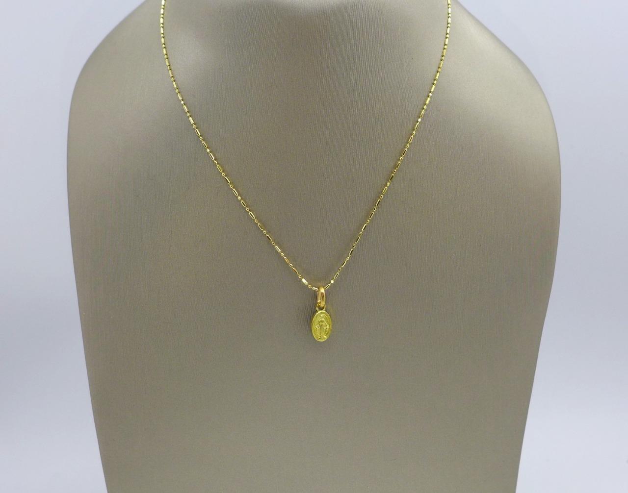 MILOR 14kt Yellow Gold 16" Necklace Virgin Mother Mary Mini Pendant 585 ...