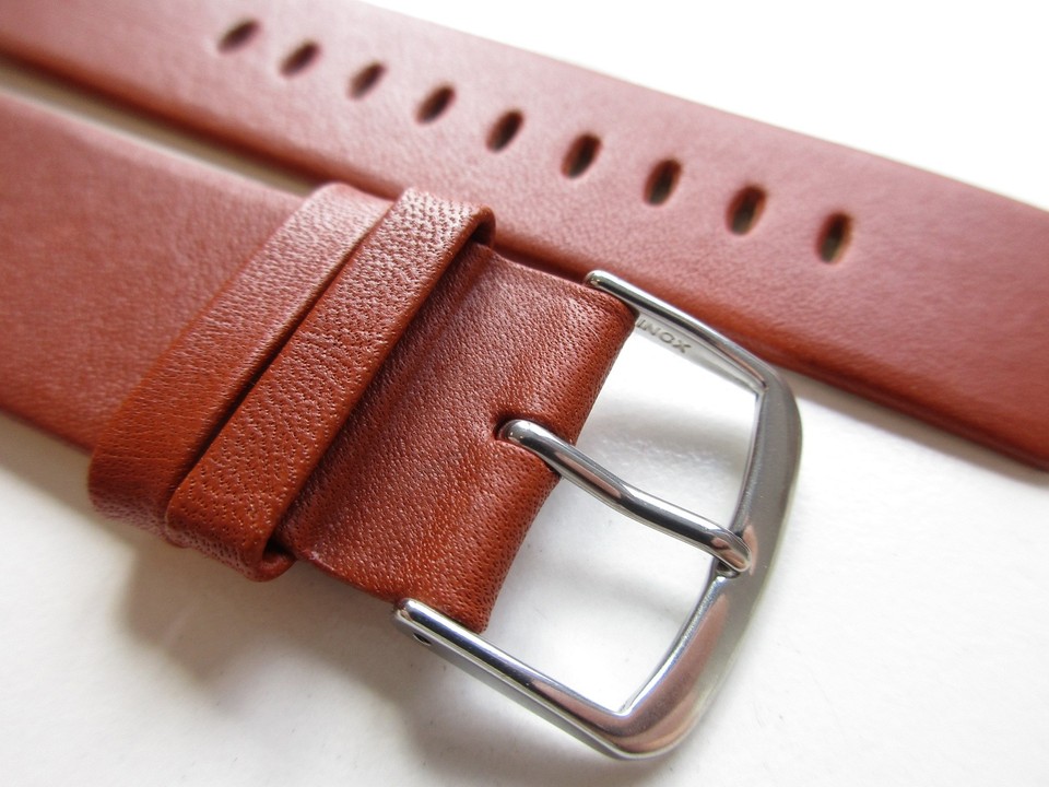 Cinnamon brown Untapered Unstitched 21 MM leather watch band strap - XL ...
