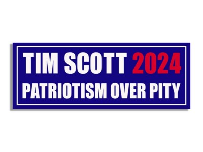 3x9 inch Tim Scott 2024 Patriotism Over Pity Bumper Sticker (tim gop ...