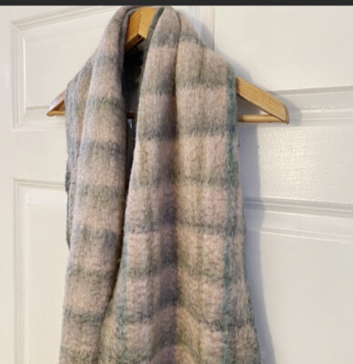 Loft Grey Pink Soft Fuzzy Scarf Wool Blend | eBay