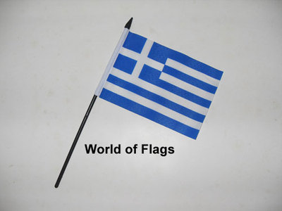 GREECE SMALL HAND WAVING FLAG 6" x 4" Greek Flags Crafts Table Desk Top ...