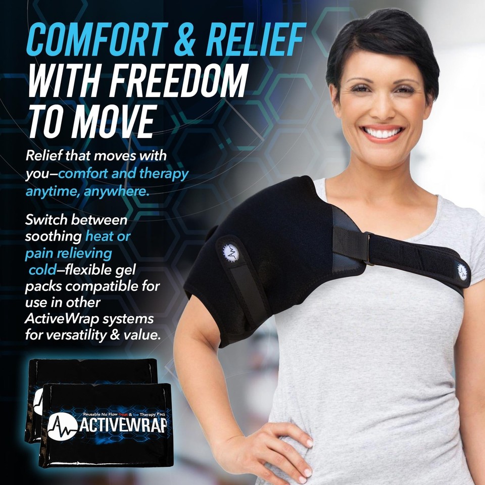 ActiveWrap Shoulder Ice Pack Wrap, With 2 Reusable Heat & Ice Packs for ...