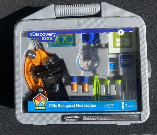 Discovery Kids 900x Biological Microscope On-The-Go Microscope Set ...