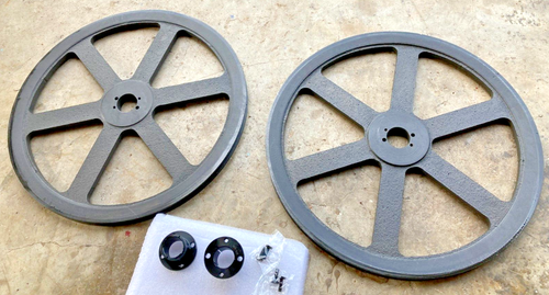 18-3/4" Homemade SAWMILL Pulleys 1-1/4" Tapered Bushings Uses 59" Belts ...