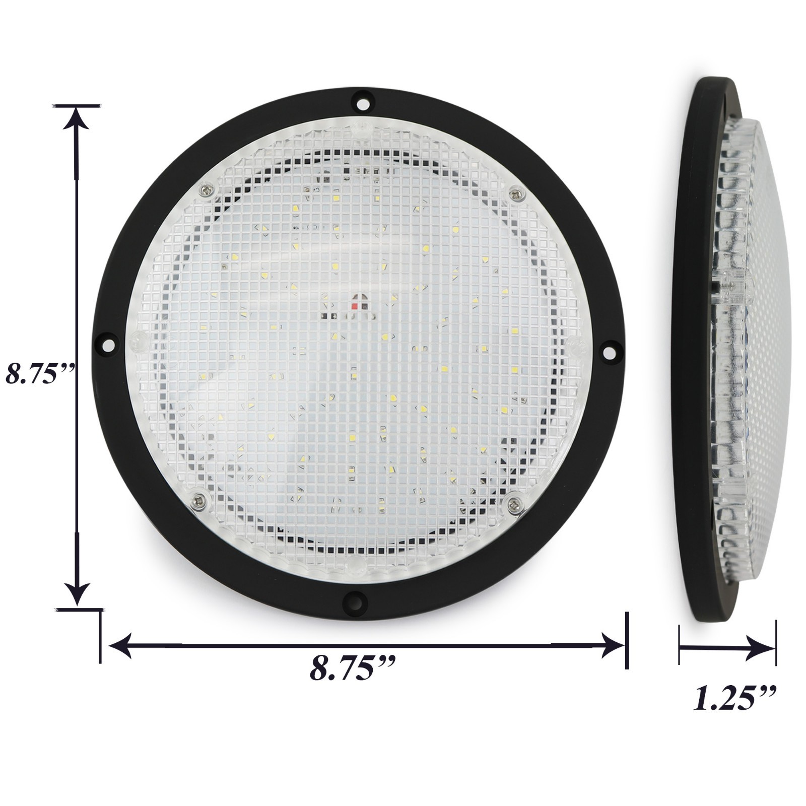 12 volt LED porch dome 8.5" SCARE LIGHT RV cargo trailer van 600LM 12V ...
