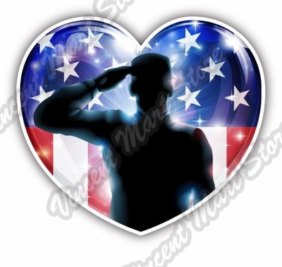 Soldier Saluting American Flag Army Serve Car Bumper Vinyl Sticker ...