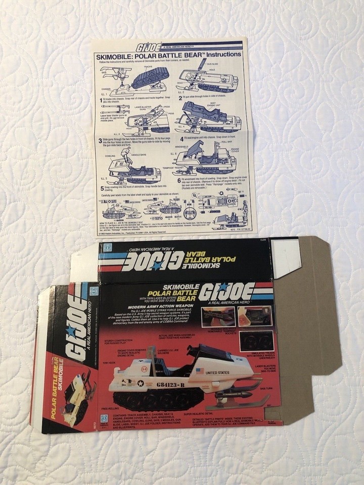 Ski Mobile Polar Battle Bear 100% Complete GI Joe 1983 Hasbro Action ...