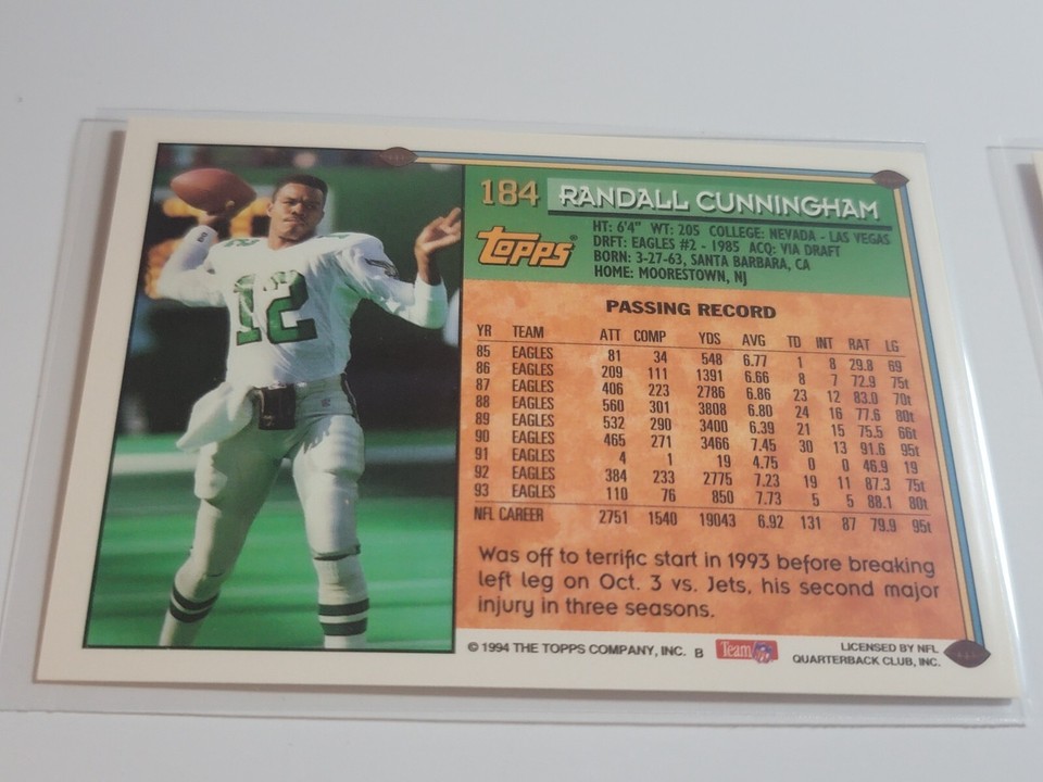 RANDALL CUNNINGHAM 1994 Topps #184. EAGLES | eBay