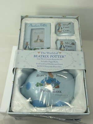 Rare VTG The World Of Beatrix Potter Peter Rabbit Blue Ceramic Keepsake ...