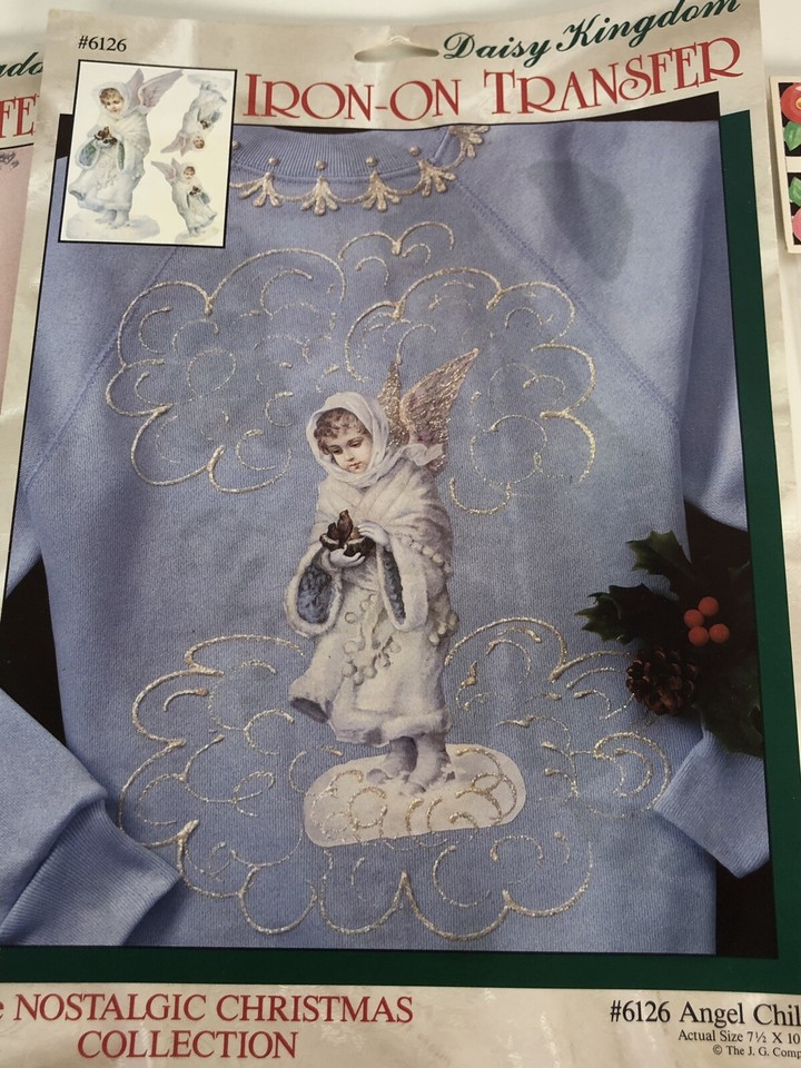 Iron On Transfers Daisy Kingdom Angel Children #6125 & 6126, Xmas is ...