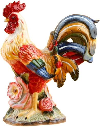 Large Hand-Painted Ceramic Rooster Statue (3D) - Home Decor, Farmhouse ...