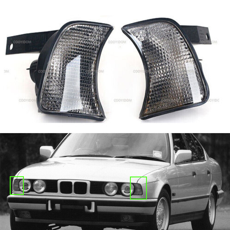 For BMW 5-Series E34 1989-1995 Pair Black Corner Lights Turn Signals ...