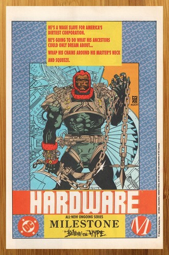 1993 DC/Milestone Comics Hardware Vintage Print Ad/Poster Denys Cowan ...