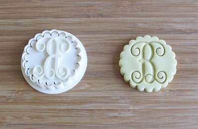 Vine Monogram Single Letter 2 piece Cookie Cutter Fondant Embosser ...