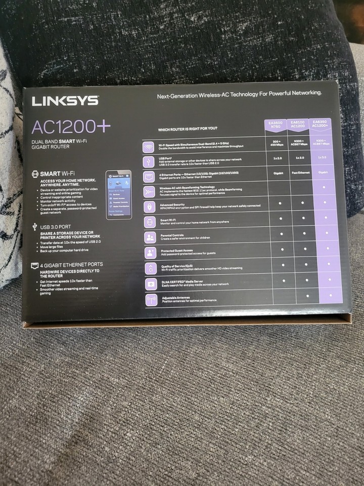 Linksys Dual Band Smart Wi-Fi Wireless Router Black AC1200+ EA6350 ...